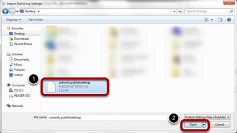 How Do I Import My Publishsettings File In WebMatrix Applied