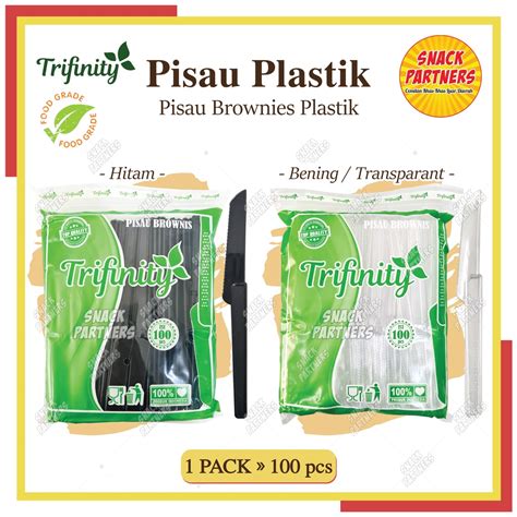 Jual PISAU BROWNIES PLASTIK Bening Transparan Transparent 100 PCS Per