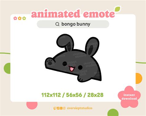 Animated Black Bongo Bunny Emote For Twitch And Discord Rabbit