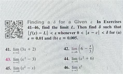 solved finding a δ for a given ε in exercises 41 46 find