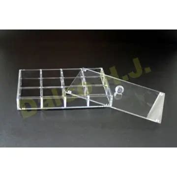 Acrylic Removable 12 Compartment Tray Box Organizer With Lid For