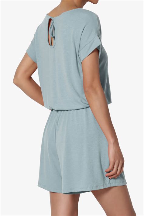 Summer Casual Solid Short Sleeve Romper Blouson Short Jumpsuit Playsuit