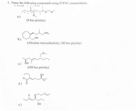 Solved 1 Name The Following Compounds Using Iupac