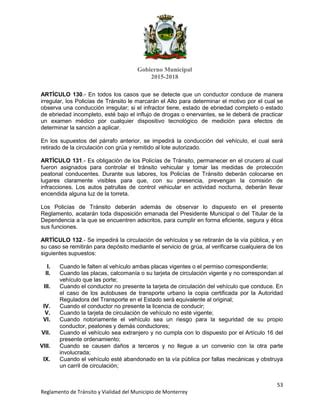 5 Reglamento De Tránsito Y Vialidad Del Municipio De Monterrey Pdf