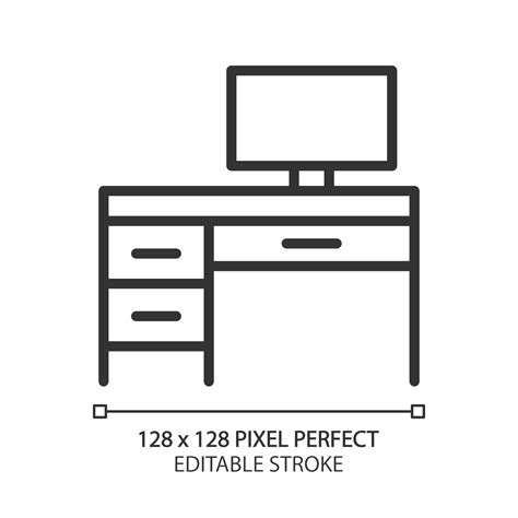 Writing Table Pixel Perfect Linear Icon Home Office Desk With