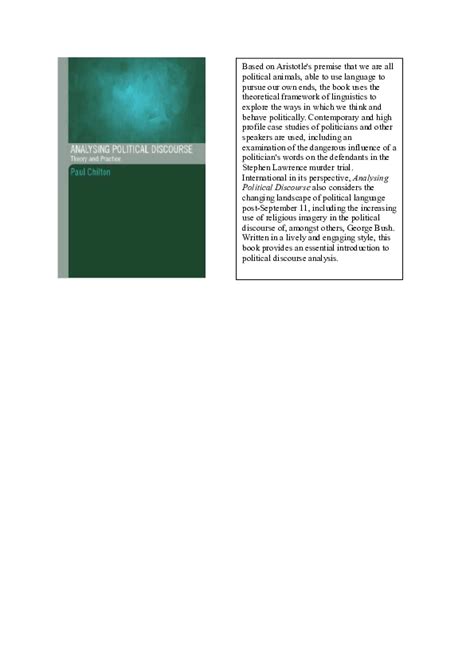 Doc Analysing Political Discourse Theory And Practice London