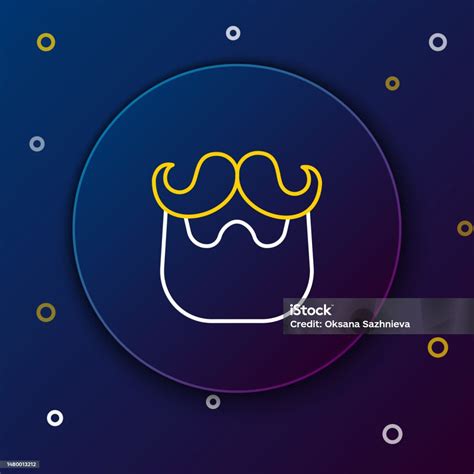 Moustache De Ligne Et Icône De Barbe Disolement Sur Le Fond Bleu