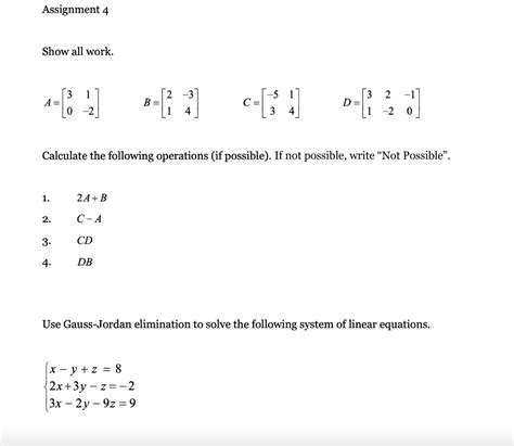 Solved Assignment Show All Work A B Chegg