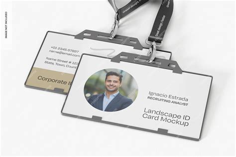 premium psd landscape id cards mockup right view
