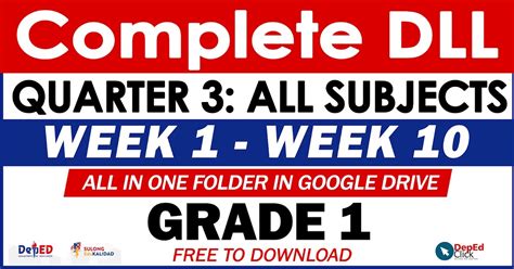 Grade 1 Complete Daily Lesson Log Quarter 3 Weeks 1 10 Free To