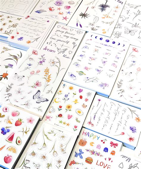 흙스튜디오 Kc인증 감성 레터링 꽃 나비 수채화 키치 핸드포크 페스티벌 지워지는 페이스 타투스티커 해외여행코디 1만원대선물 46종 모음 할로윈 페이스 스티커 얼굴 분장 소품