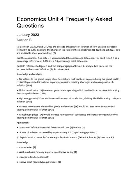 Economics Unit 4 Frequently Asked Questions Pdf Taxes Inflation