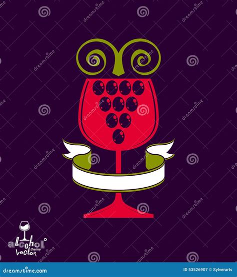 Winery Award Theme Vector Illustration Stylized Half Full Glass Stock