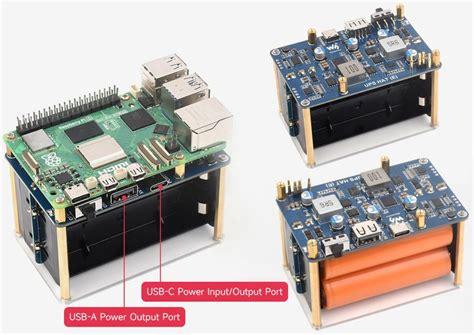 Waveshare Ups Hat E Pour Raspberry Pi 5 4 3b Prend En Charge Quatre Batteries Au Lithium
