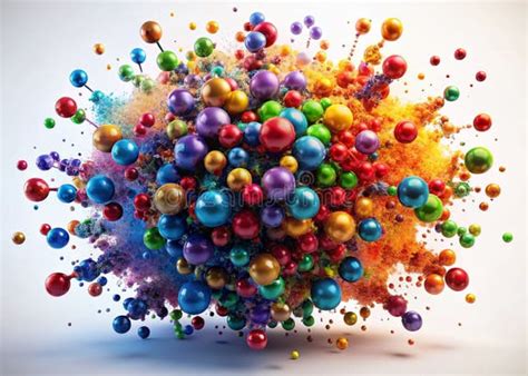 Vibrant Explosion Of Multicolored Atom Molecules An Abstract Visual Representation Of