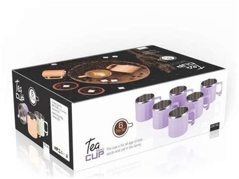 Multicolor Plastic Mirror Polished Silver Ss Double Wall Tea Cup