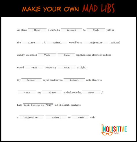 Make Your Own Printable Mad Libs Printable Mad Libs