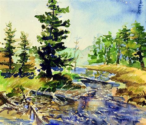 Firehole River Watercolor Sketch R Yellowstone