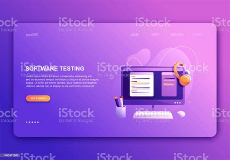 Programming Concepts Coder Workplace Vector Illustration Web Site Landing Page Template Stock