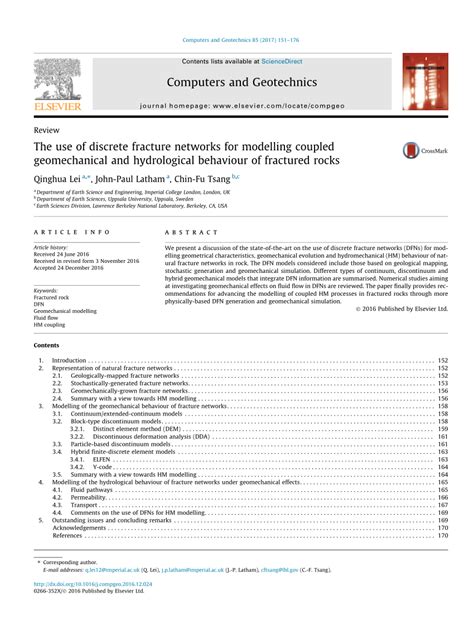 pdf the use of discrete fracture networks for modelling coupled