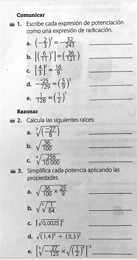 Solved Ejercicios De Matemáticas Comunicar Escribe Cada Expresión De