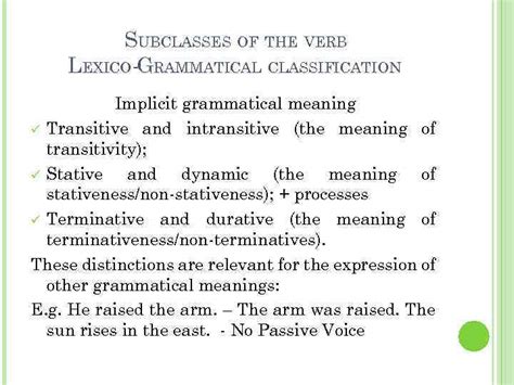 The English Verb Lecture 6 Lecture Outline