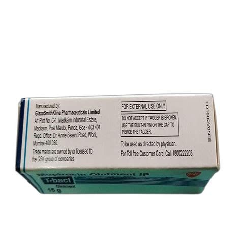 Gsk Mupirocin T Bact Ointment Packaging Type Tube Packaging Size 15