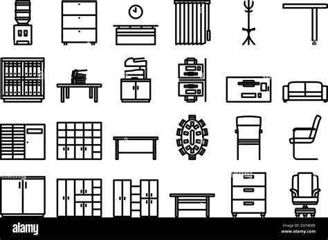 Office Icon Set Bold Outline Design With Editable Stroke Width Vector Illustration Stock
