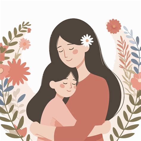 Madre Y Hijo Abrazados Vector Premium Generado Con Ia