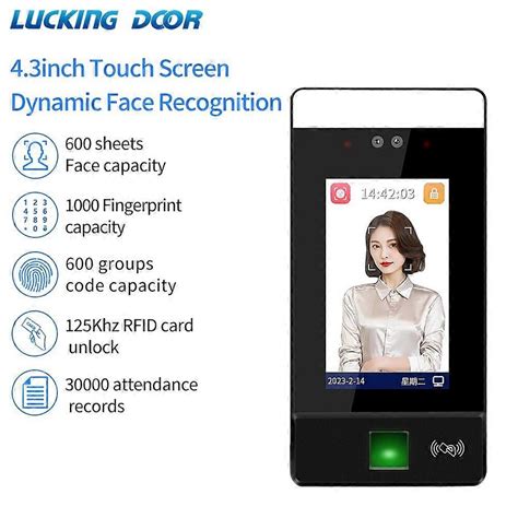 4 3inch Person Biometric Fingerprint Dynamic Face Recognition Lock Turnstile Facial Terminal