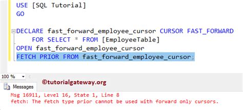 Fast Forward Cursor In Sql Server