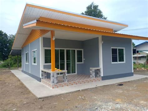 บ้านสไตล์โมเดิร์นสีเทา ขนาด 2 ห้องนอน 1 ห้องน้ำ งบประมาณ 450 000 บาท ไอเดียสร้างบ้าน