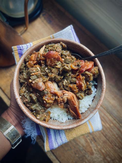 Smothered Okra With Chicken And Sausage Rfoodporn