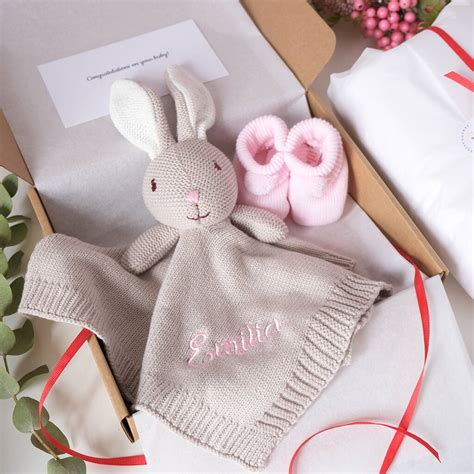 Personalised Grey Knitted Bunny Comforter Set By Keedd