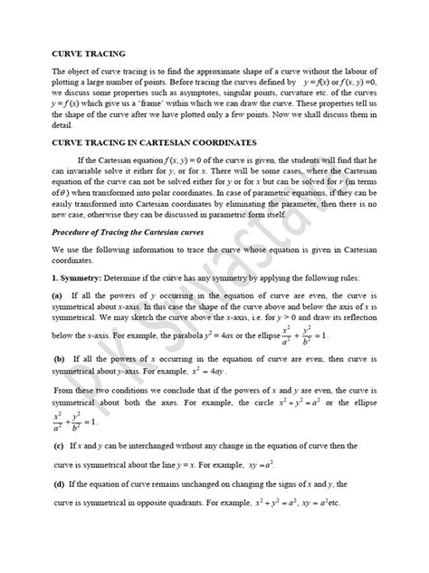Curve Tracing In Cartesian Coordinates Pdf Asymptote Cartesian Coordinate System