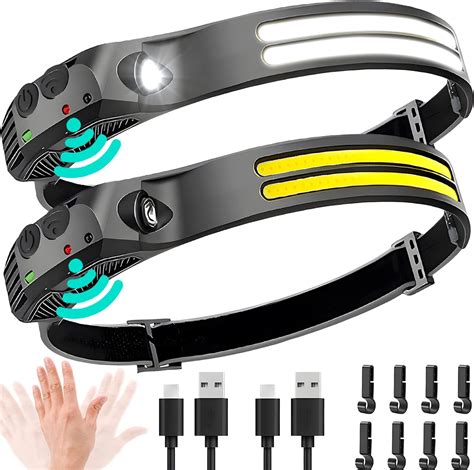 Beccason Led Headlamp Rechargeable 2pcs 230° Cob Super Bright Head