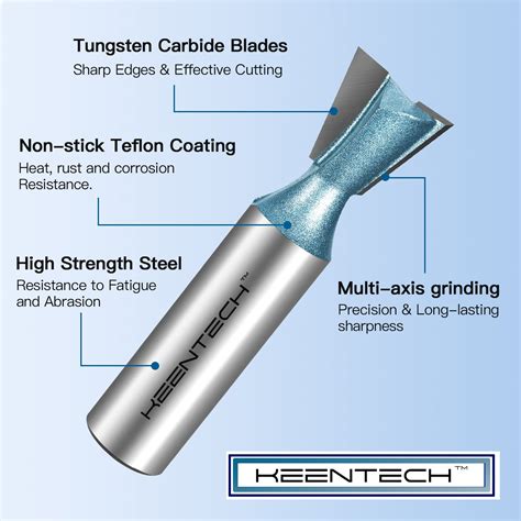 Keentech Router Bits Carbide Tipped 8 Degree Dovetail