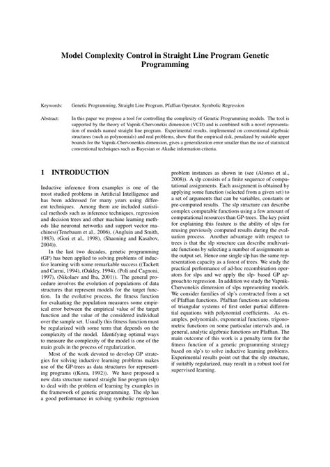 Pdf Model Complexity Control In Straight Line Program Genetic Programming