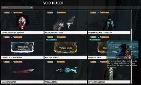 Baro Ki Teer Void Trader July 2025 Current Trades Items