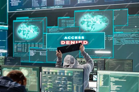 Premium Photo Displeased Irritated Team Of Hackers With Denied Access