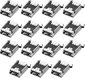 Amazon uxcell ミニUSB PCBコネクタ Bタイプ 5P 180度垂直 ベンドフット 15個 uxcell USB