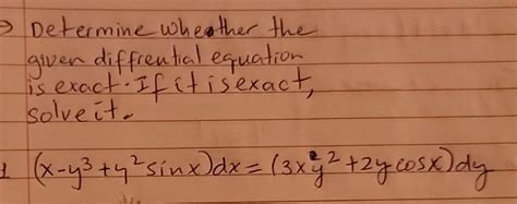 Solved ⇒ Determine Wherther The Given Diffrential Equation