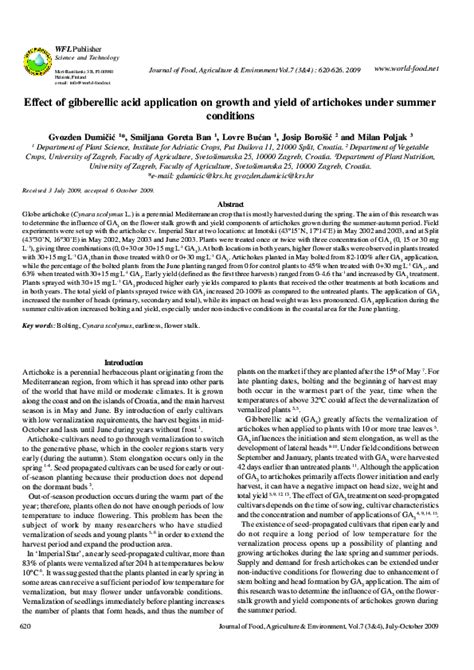 Pdf Effects Of Gibberellic Acid On Total Carbohydrate Of Shoots