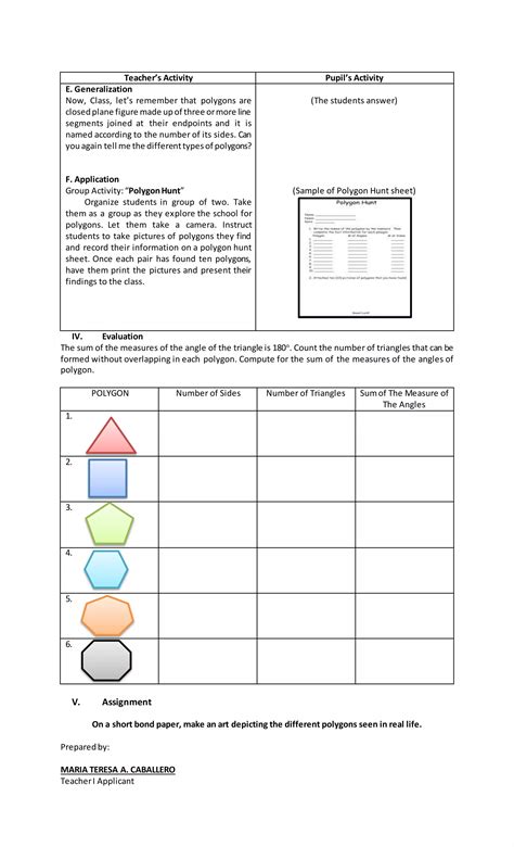 Detailed Lesson Plan For Mathematics 5 Identifying Polygons Docx