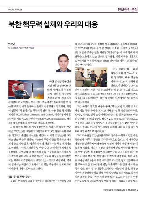 북한 핵무력 실체와 우리의 대응 이상규한국국방연구원 현역연구위원 Krins