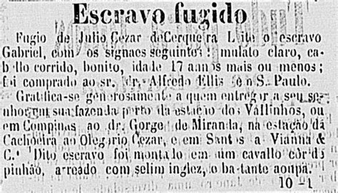 Os Repugnantes Anúncios De Escravos Em Jornais Do Século 19 São Paulo