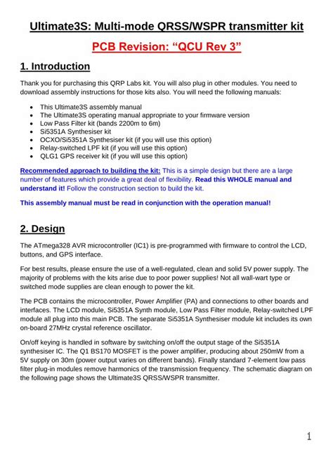 Pdf Ultimate3s Multi Mode Qrss Wspr Transmitter Kit Dokumen Tips