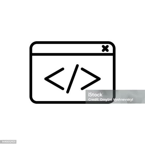 Garis Besar Kode Pemrograman Ikon Vektor Stok Kode Pemrograman Ikon