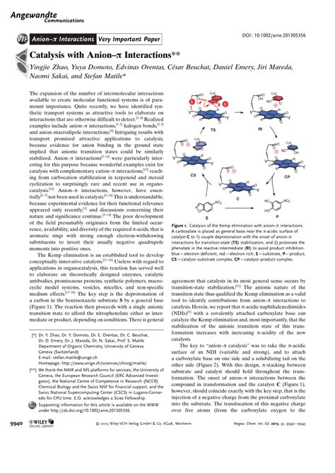 Pdf Catalysis With Anionpi Interactions