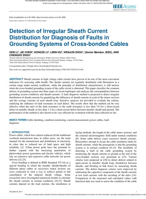 Pdf Detection Of Irregular Sheath Current Distribution For Diagnosis